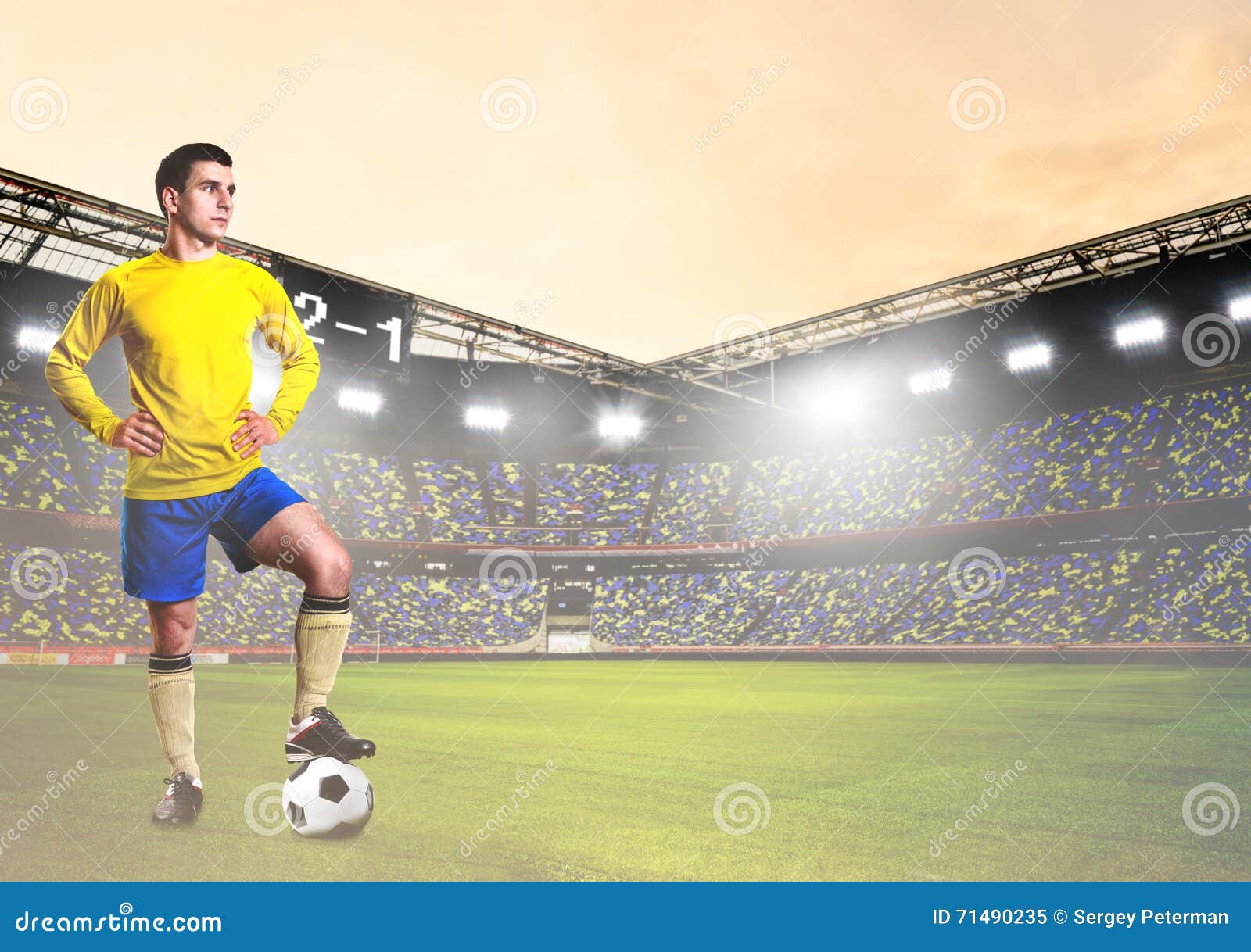 Soccer or Football Player on Stadium Stock Image - Image of foot, match ...