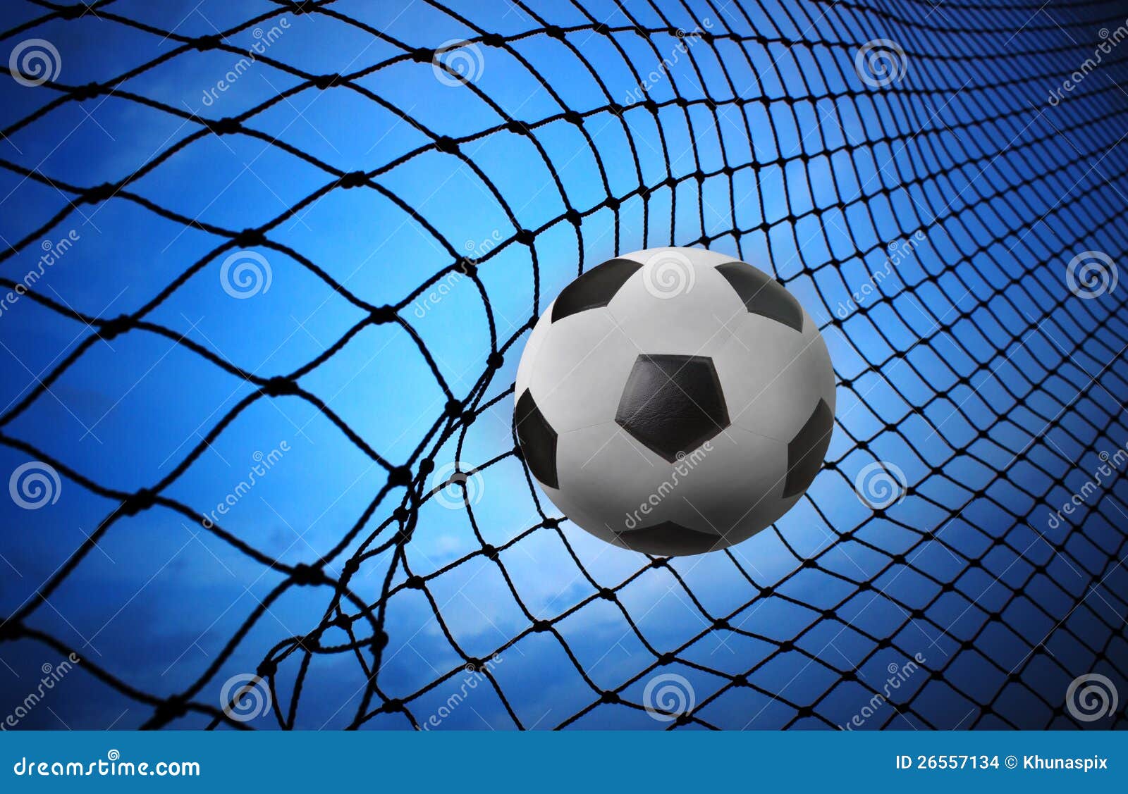 Soccer Football Shoot into Goal Net Stock Photo - Image of leisure ...
