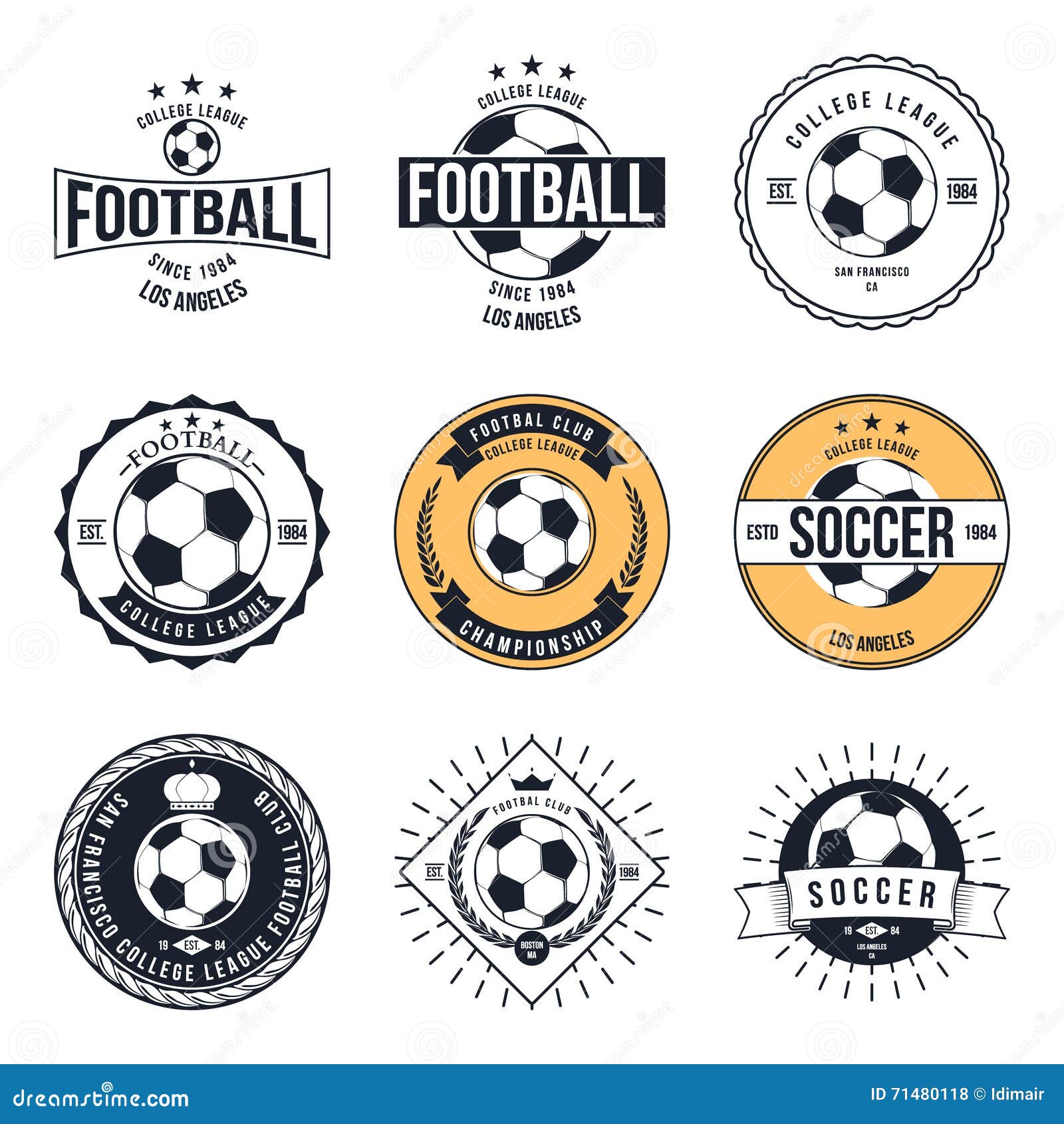 Soccer Football Typography Badge Design Element Stock Vector ...