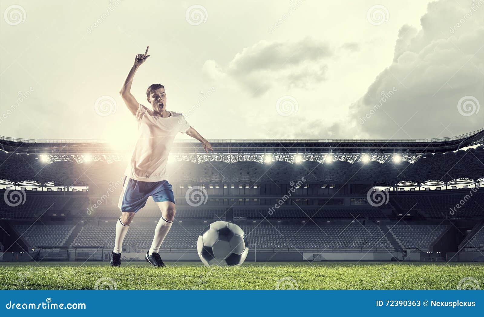 Soccer forward player stock image. Image of field, people - 72390363