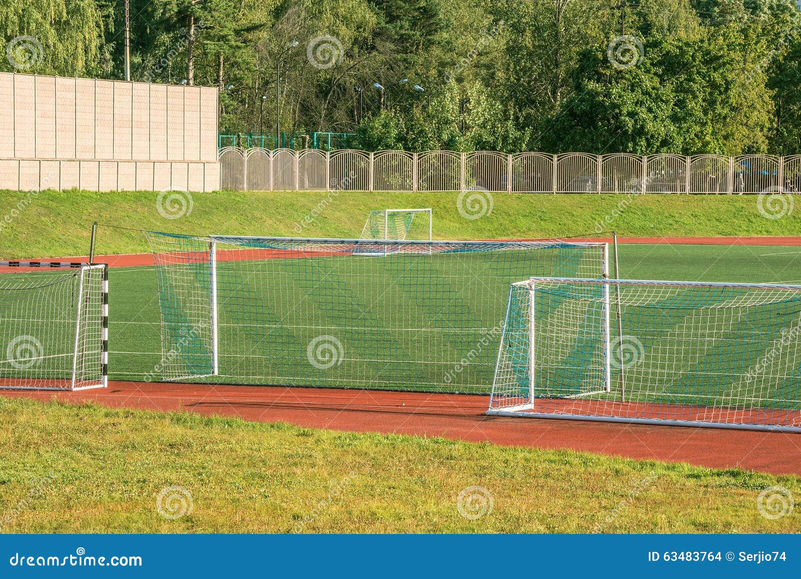 Soccer Gates on the Stadium. Stock Photo - Image of outdoor, grass ...