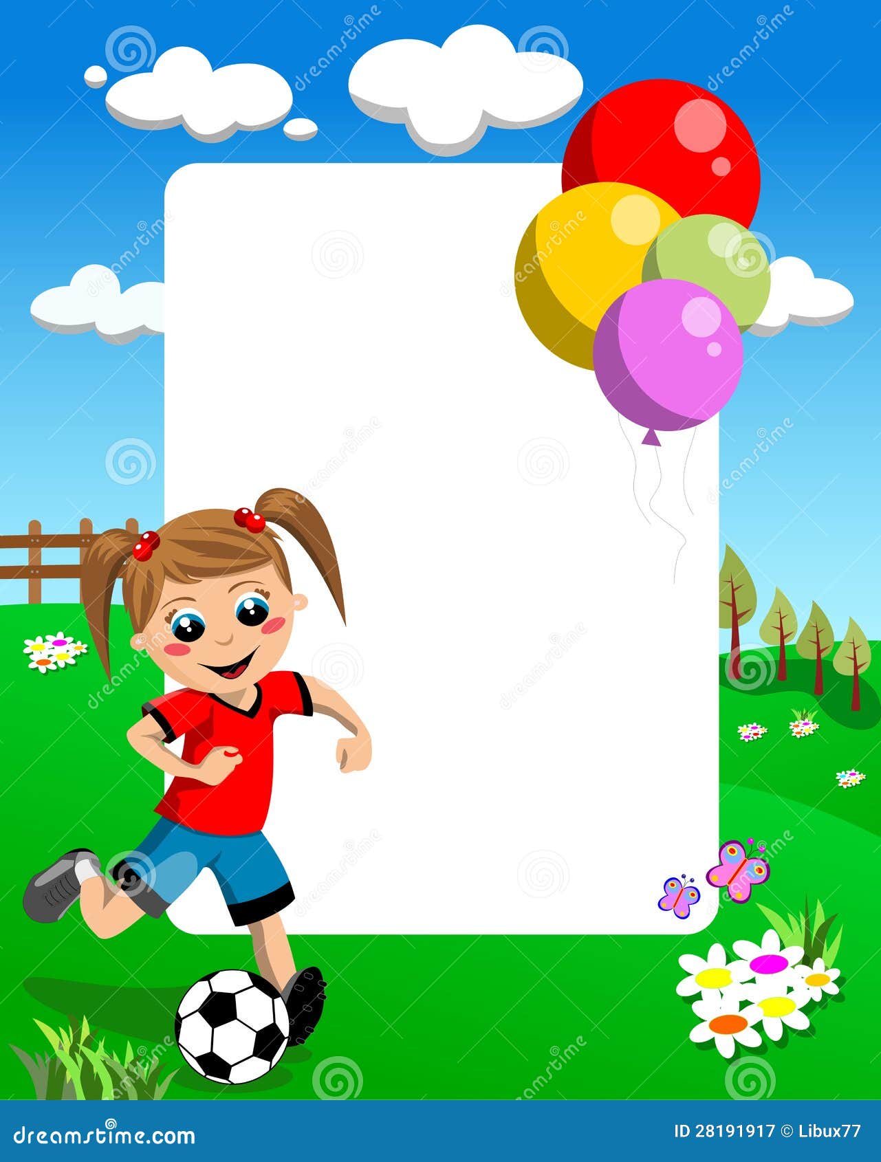 Soccer Girl Frame stock illustration. Illustration of clouds - 28191917