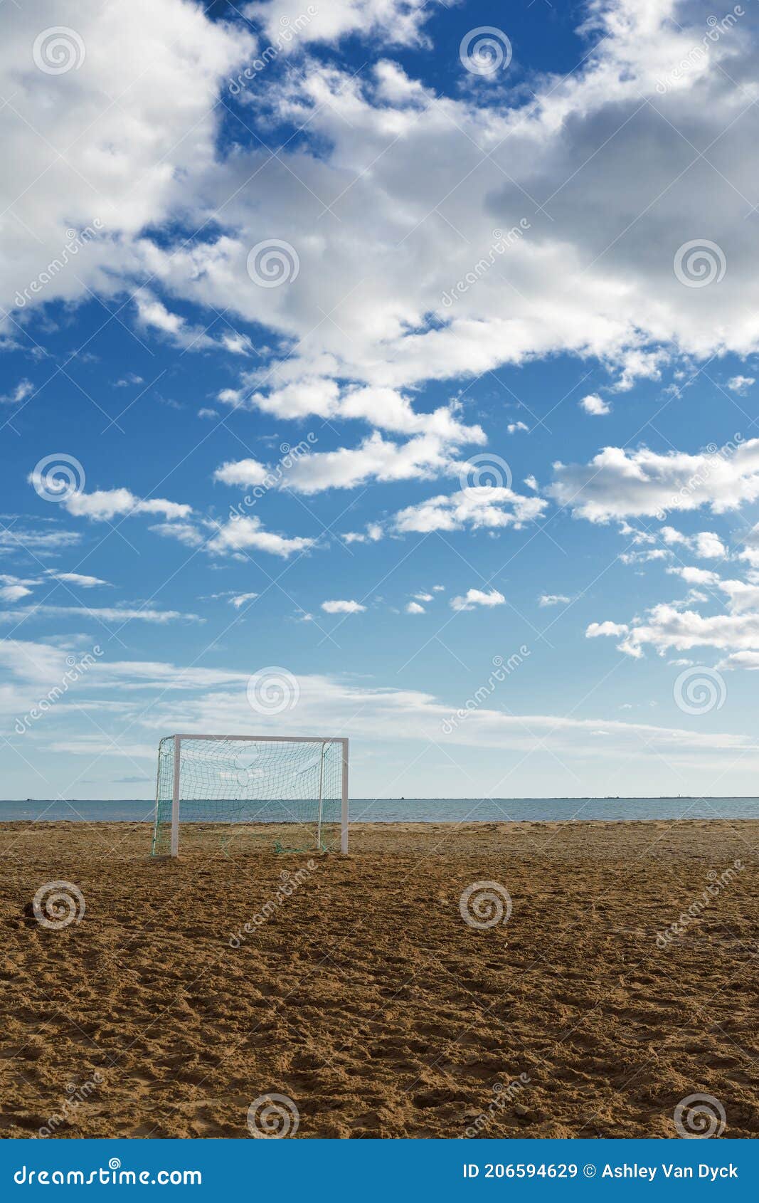 Soccer goals on the beach stock image. Image of outdoors - 206594629