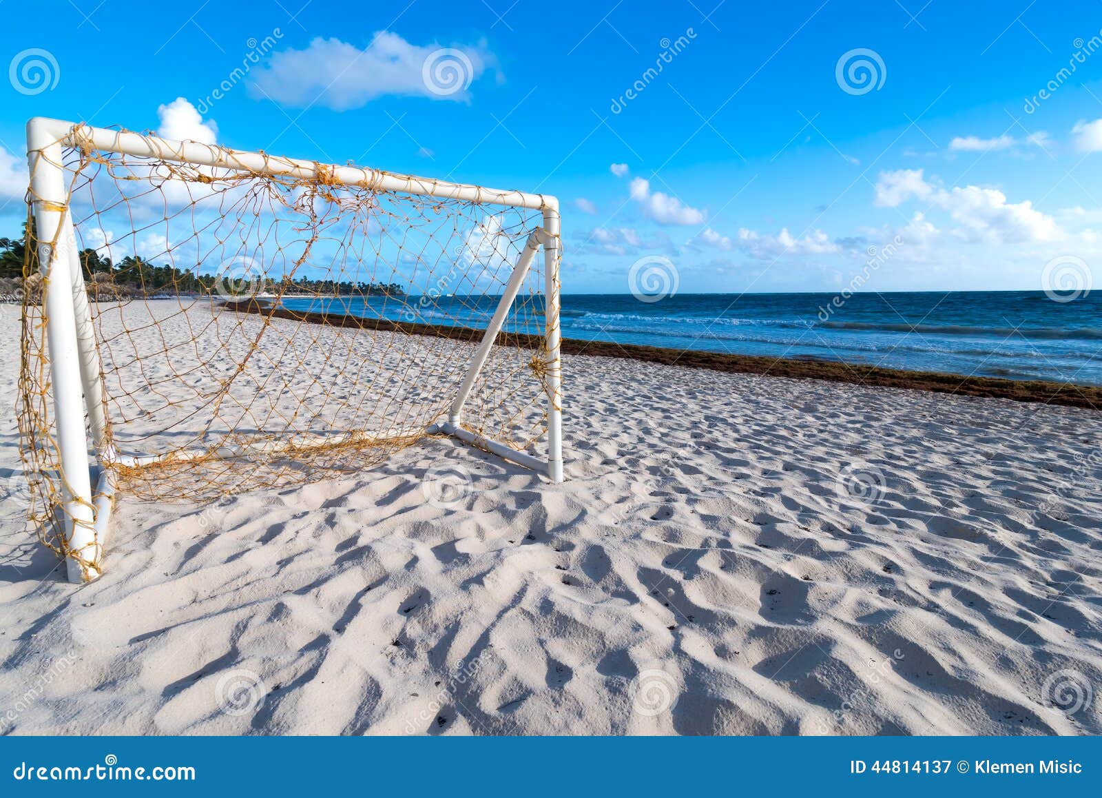 Soccer Goal on Caribbean Beach Stock Image - Image of competition ...
