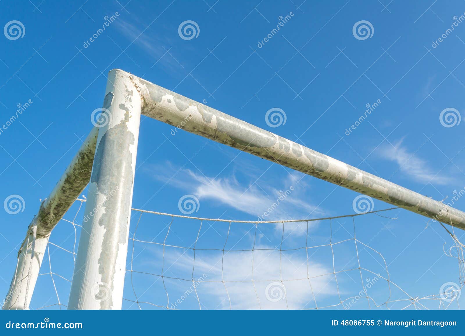 Soccer Goal in Field with Blue Sky White Cloud Stock Image - Image of ...