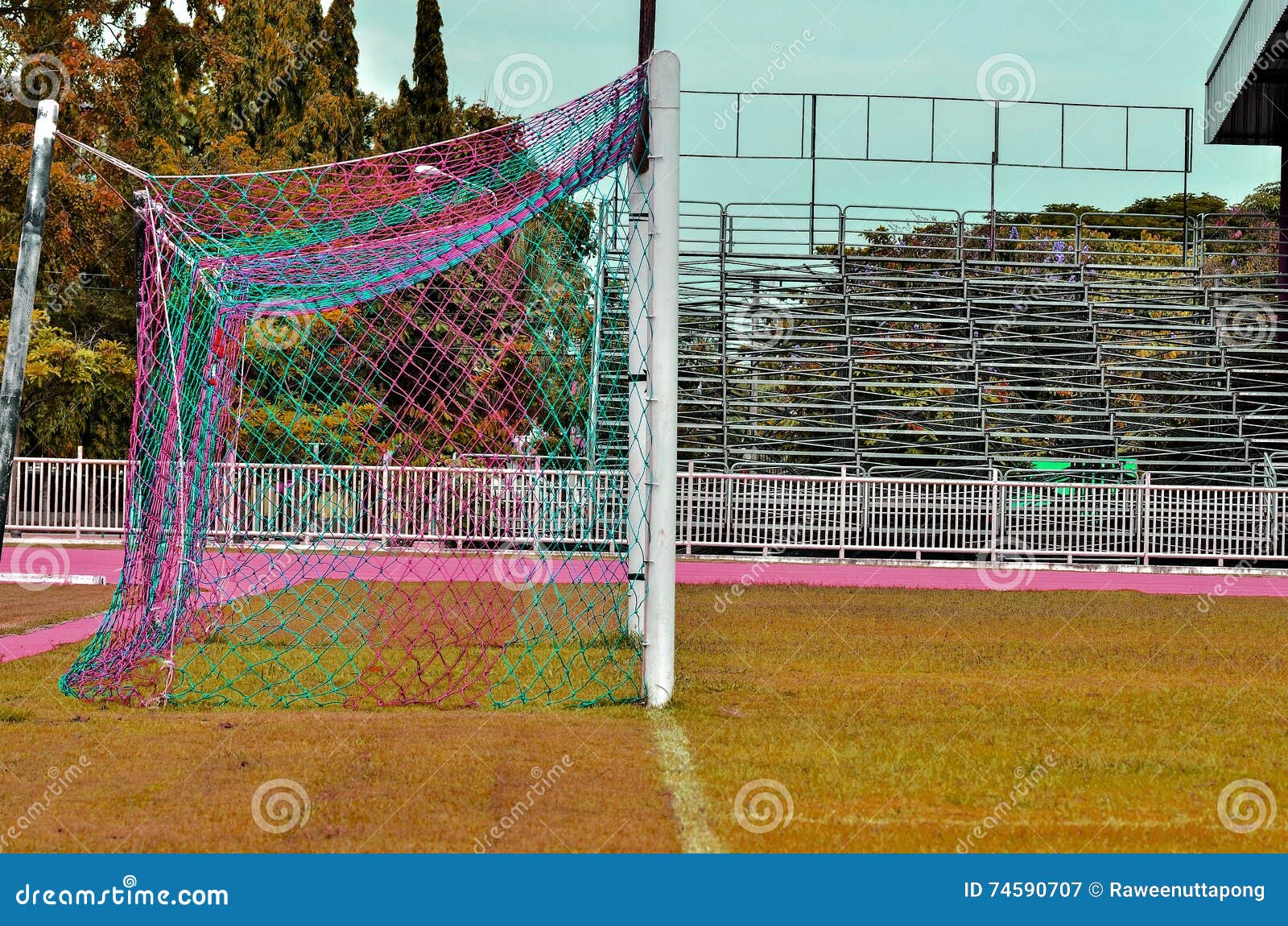 Soccer Goal with Net Stretched on Racks Stock Image - Image of line ...