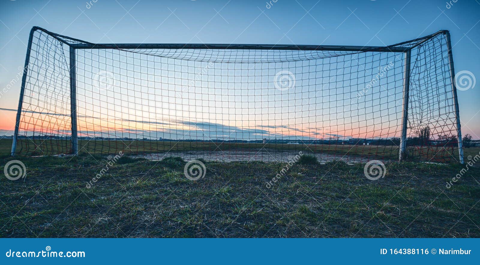 Soccer Goal in the Sunset with Blue Sky Stock Photo - Image of evening ...