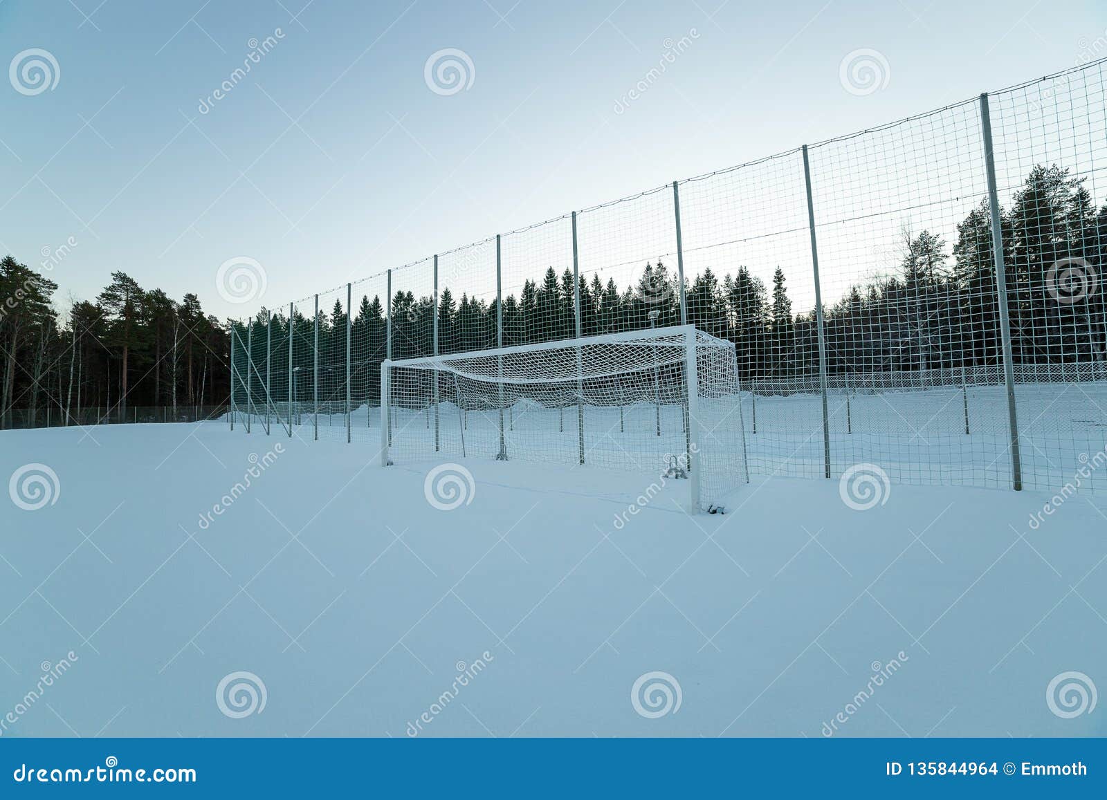 Soccer Goal in Winter with Snow Stock Photo - Image of forest, covered ...