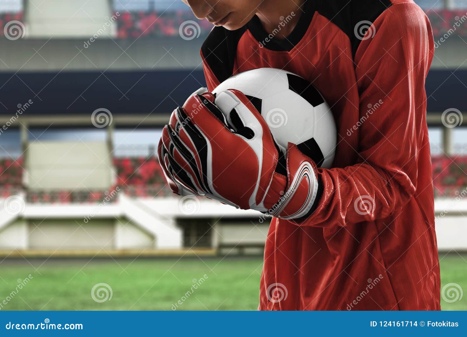 Soccer Goalkeeper Catch the Ball Stock Photo - Image of activity, game ...