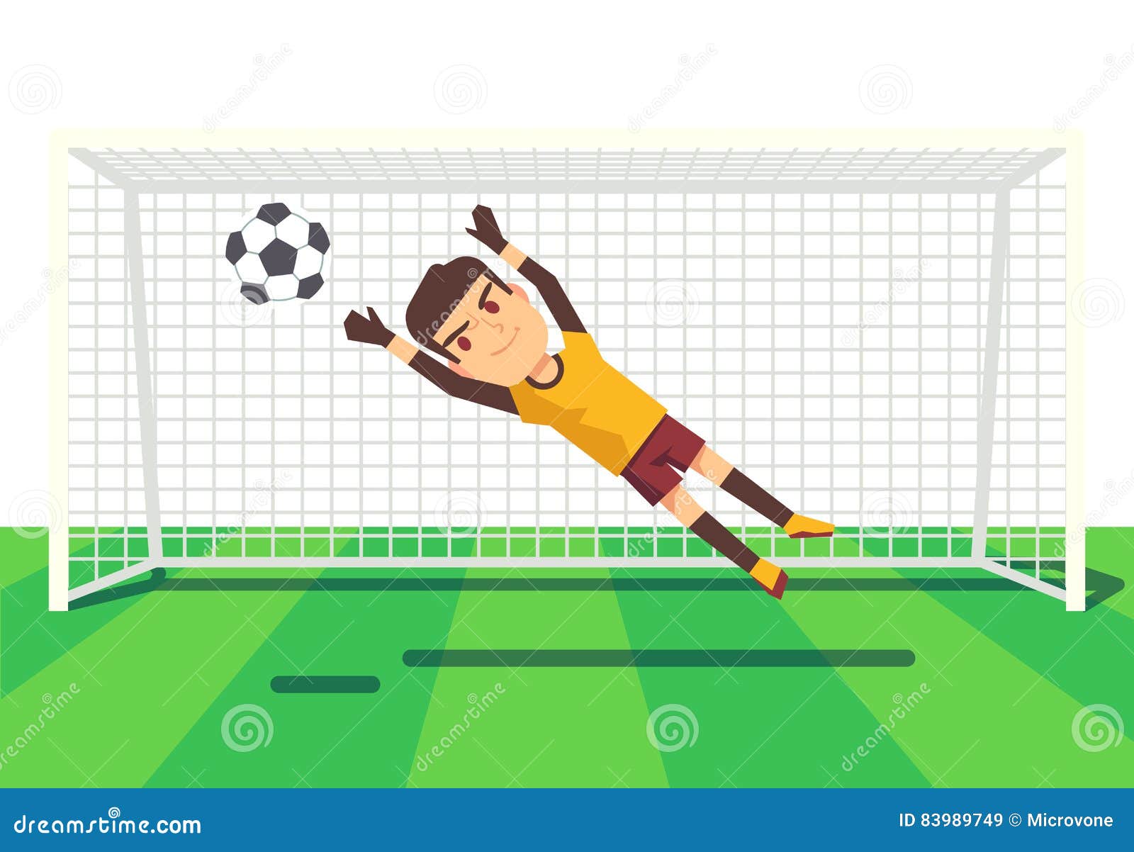 Soccer Goalkeeper Jumping To Catch Soccer Ball Cartoon Vector ...