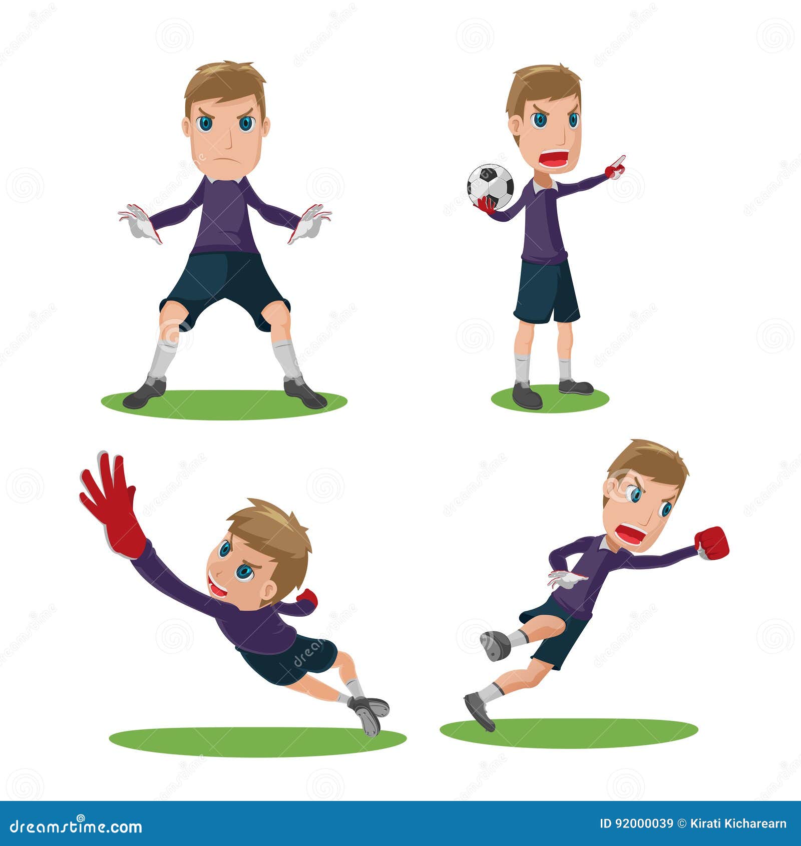Soccer Goalkeeper Character Pose Set Vector Stock Illustration ...