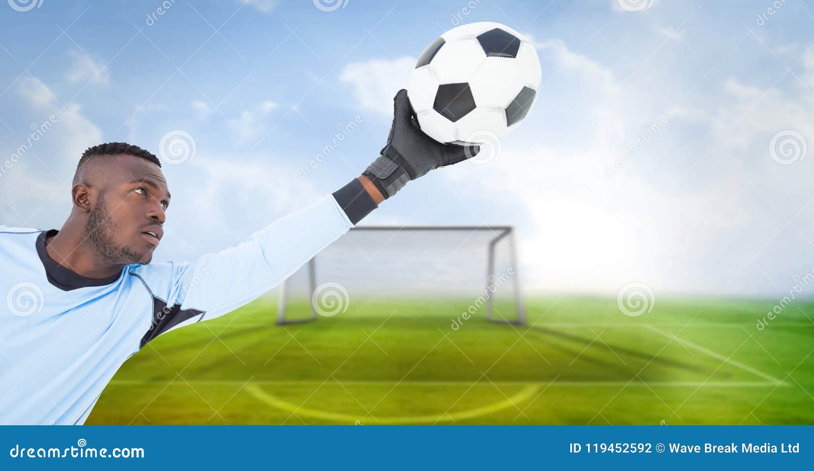 Soccer Goalkeeper Saving Ball in Goal Stock Photo - Image of grass ...