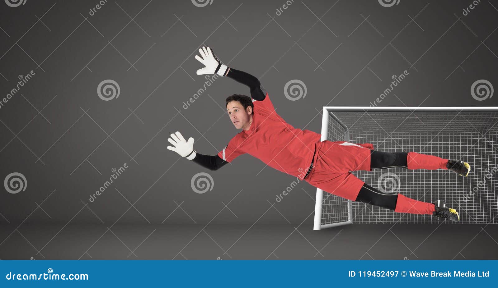 Soccer Goalkeeper Saving in Goal Stock Image - Image of advertisement ...