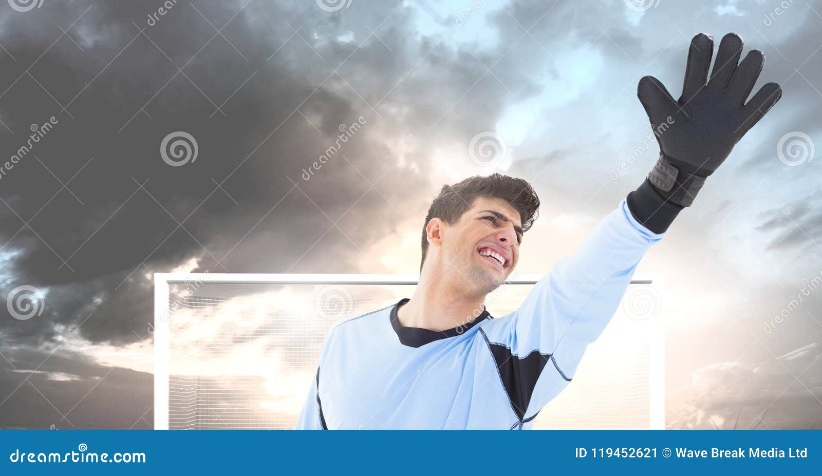 Soccer Goalkeeper Saving in Goal Stock Image - Image of grass, digital ...