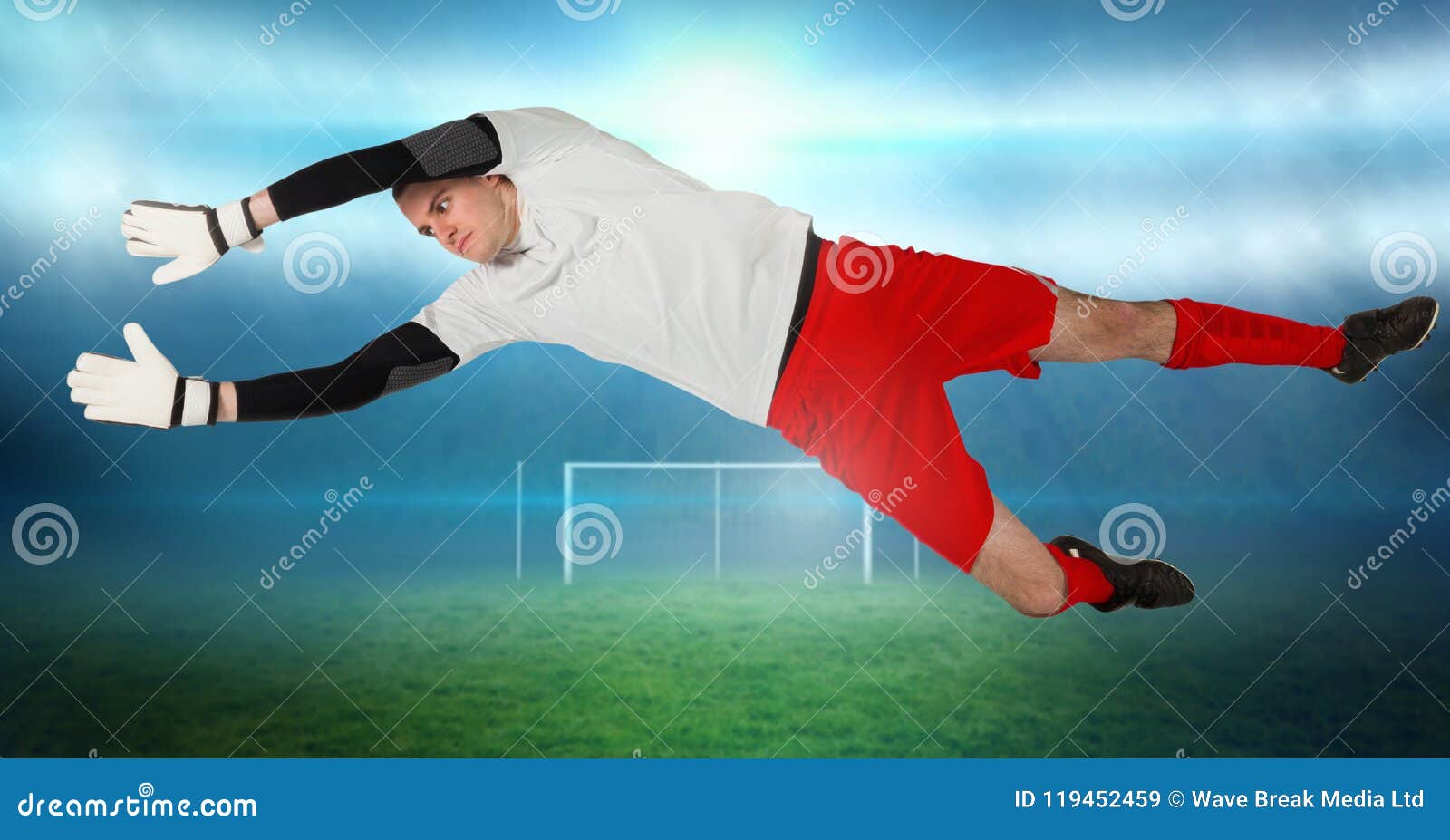 Soccer Goalkeeper Saving Near Goal Stock Image - Image of goalkeeping ...