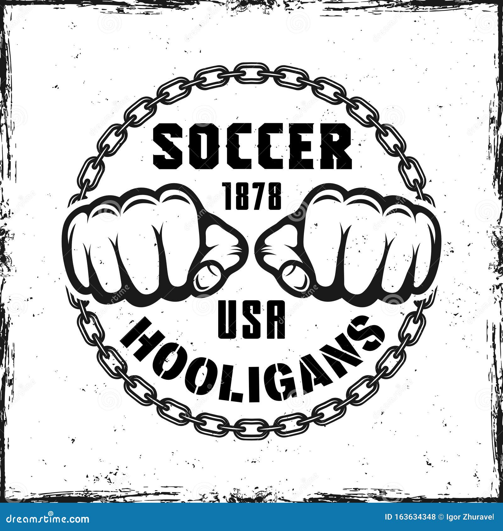 Soccer Hooligans Vintage Emblem with Two Fist Stock Vector ...