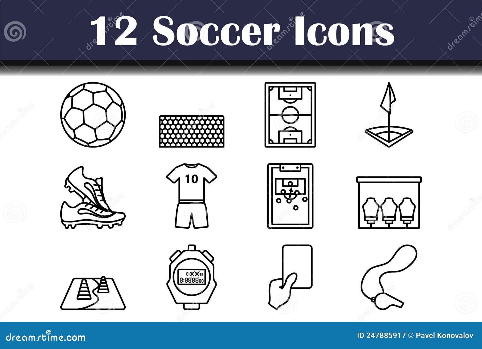 Soccer Icon Set stock vector. Illustration of isolated - 247885917