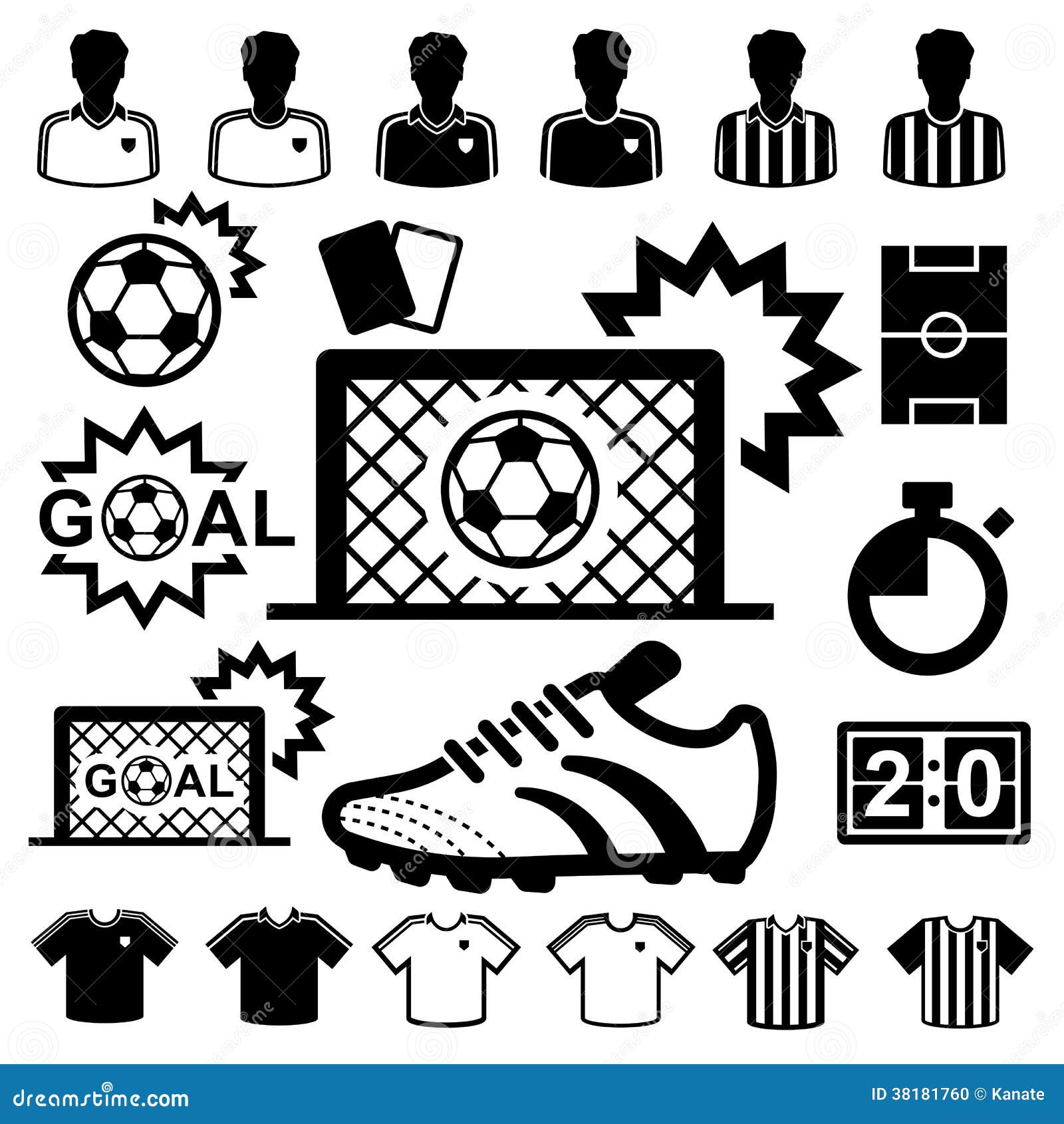 Soccer Icons set. stock vector. Illustration of field - 38181760