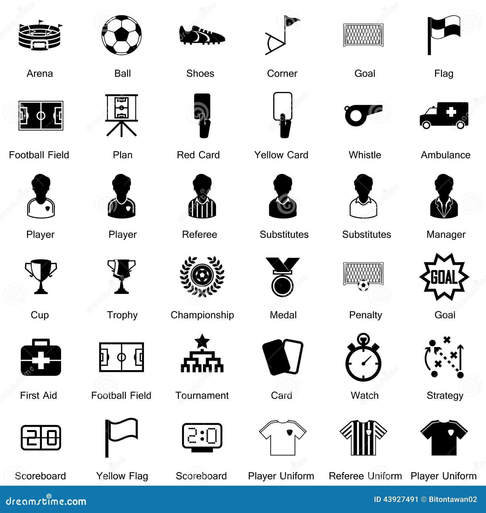 Soccer Icons set stock vector. Illustration of card, football - 43927491