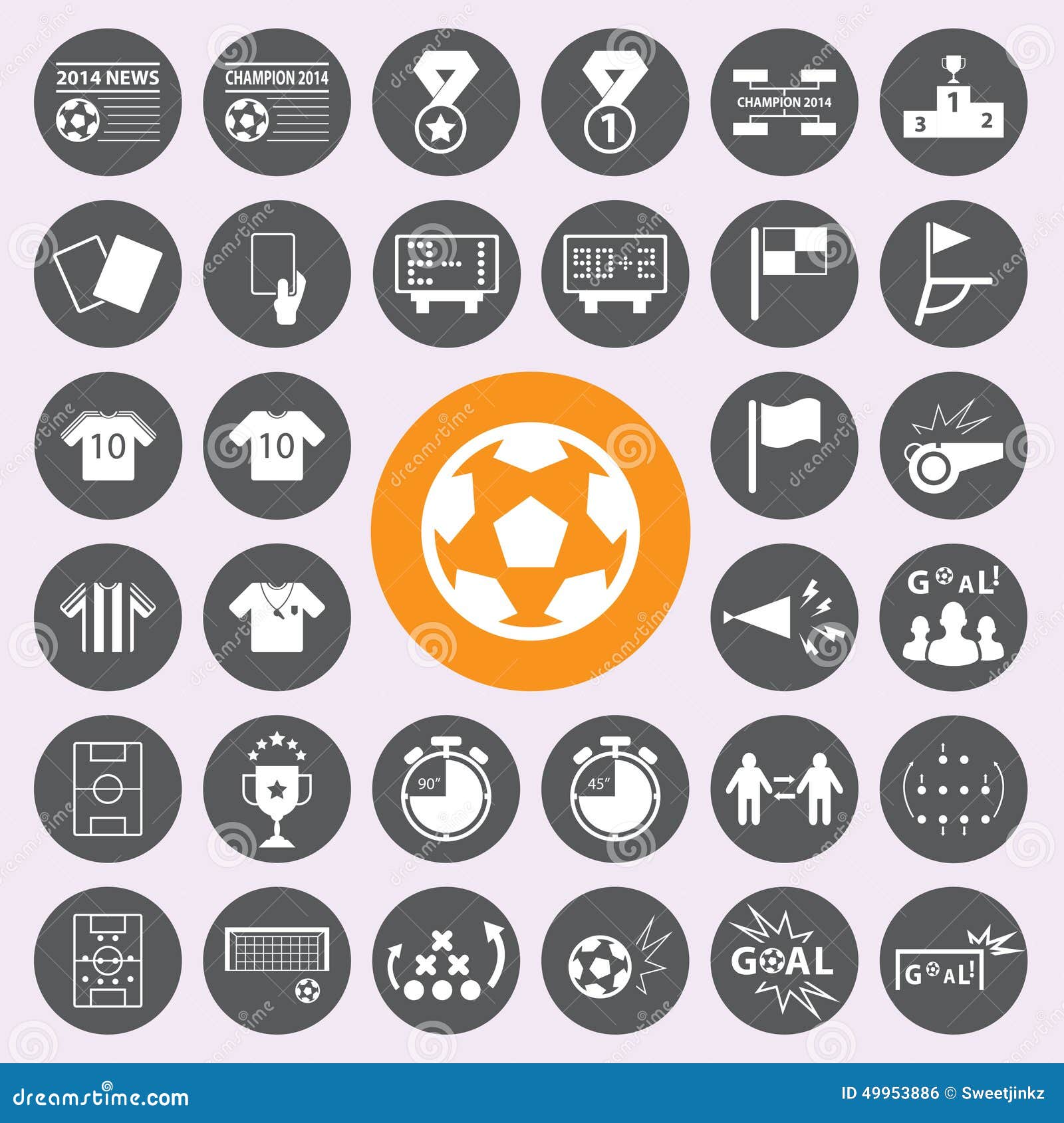 Soccer Icons On Black Background. Vector Illustration | CartoonDealer ...
