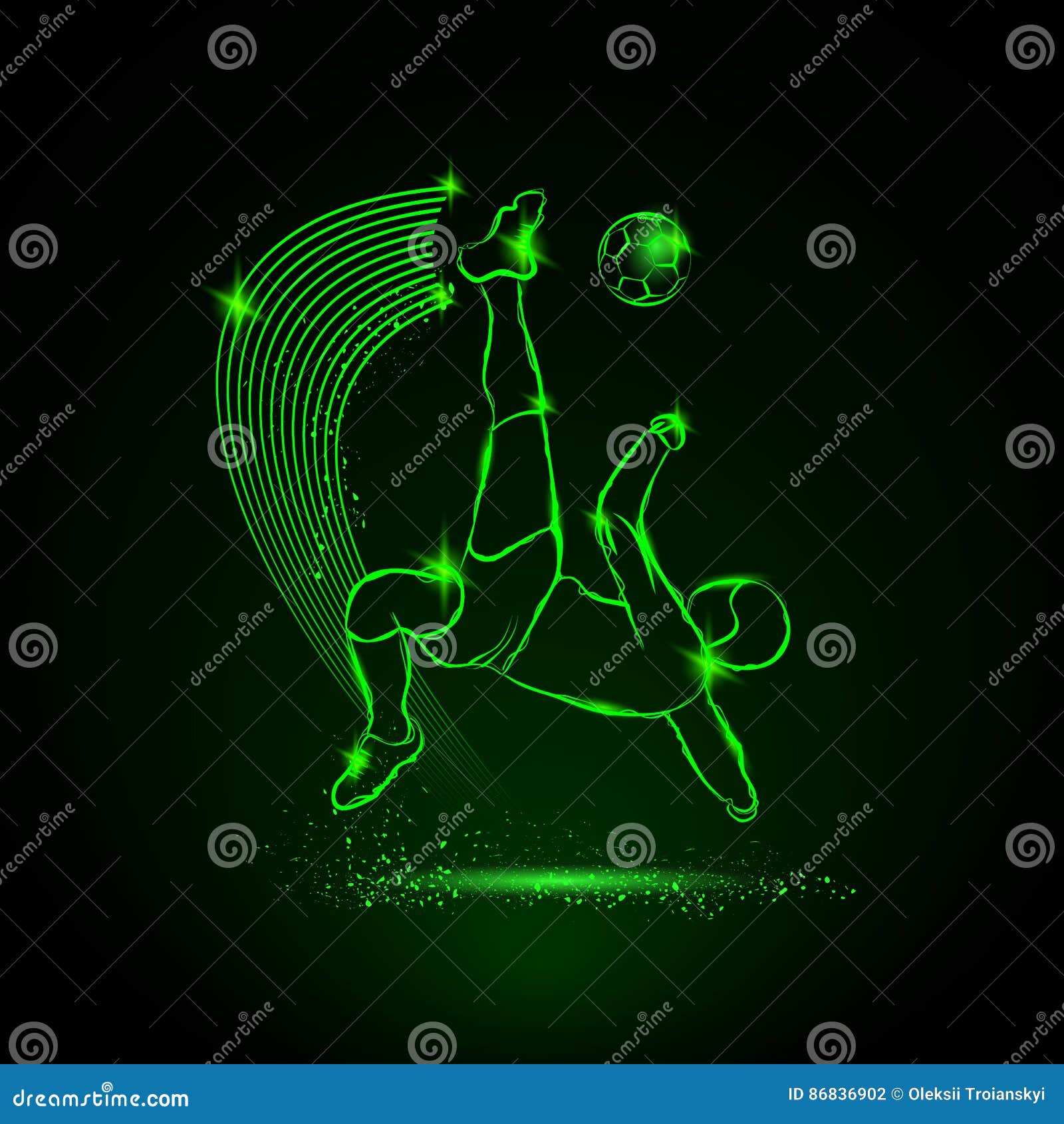 Soccer Kick in Falling. Neon Style Stock Vector - Illustration of icon ...