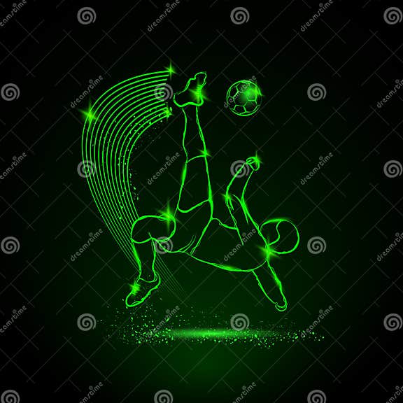 Soccer Kick in Falling. Neon Style Stock Vector - Illustration of icon ...