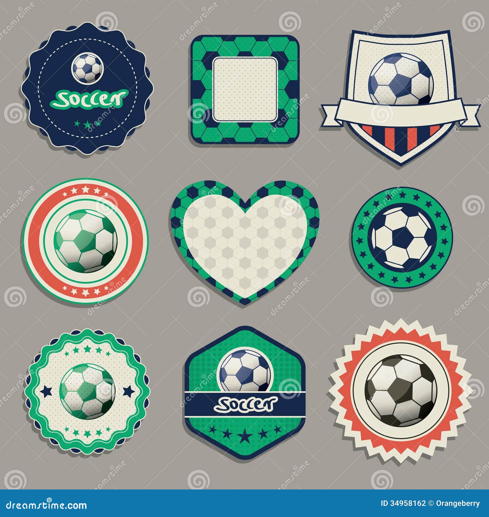Soccer labels stock vector. Illustration of scrapbook - 34958162