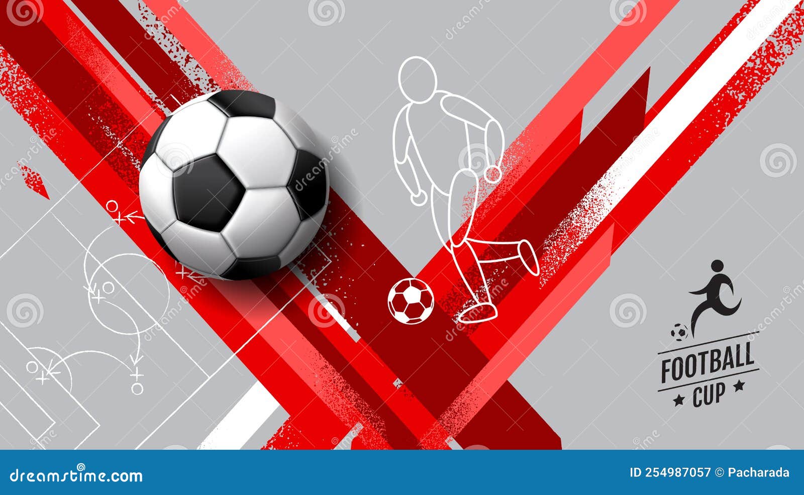 Soccer Layout Template Design, Square, Red Tone, Sport Background Stock ...