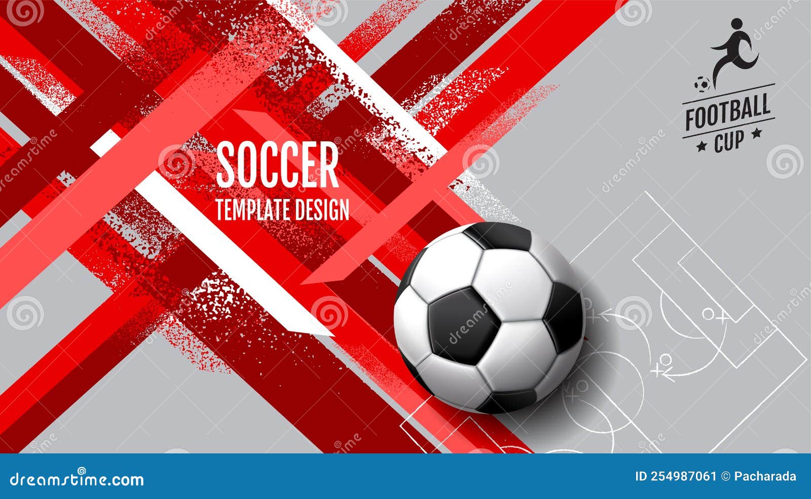 Soccer Layout Template Design, Square, Red Tone, Sport Background Stock ...