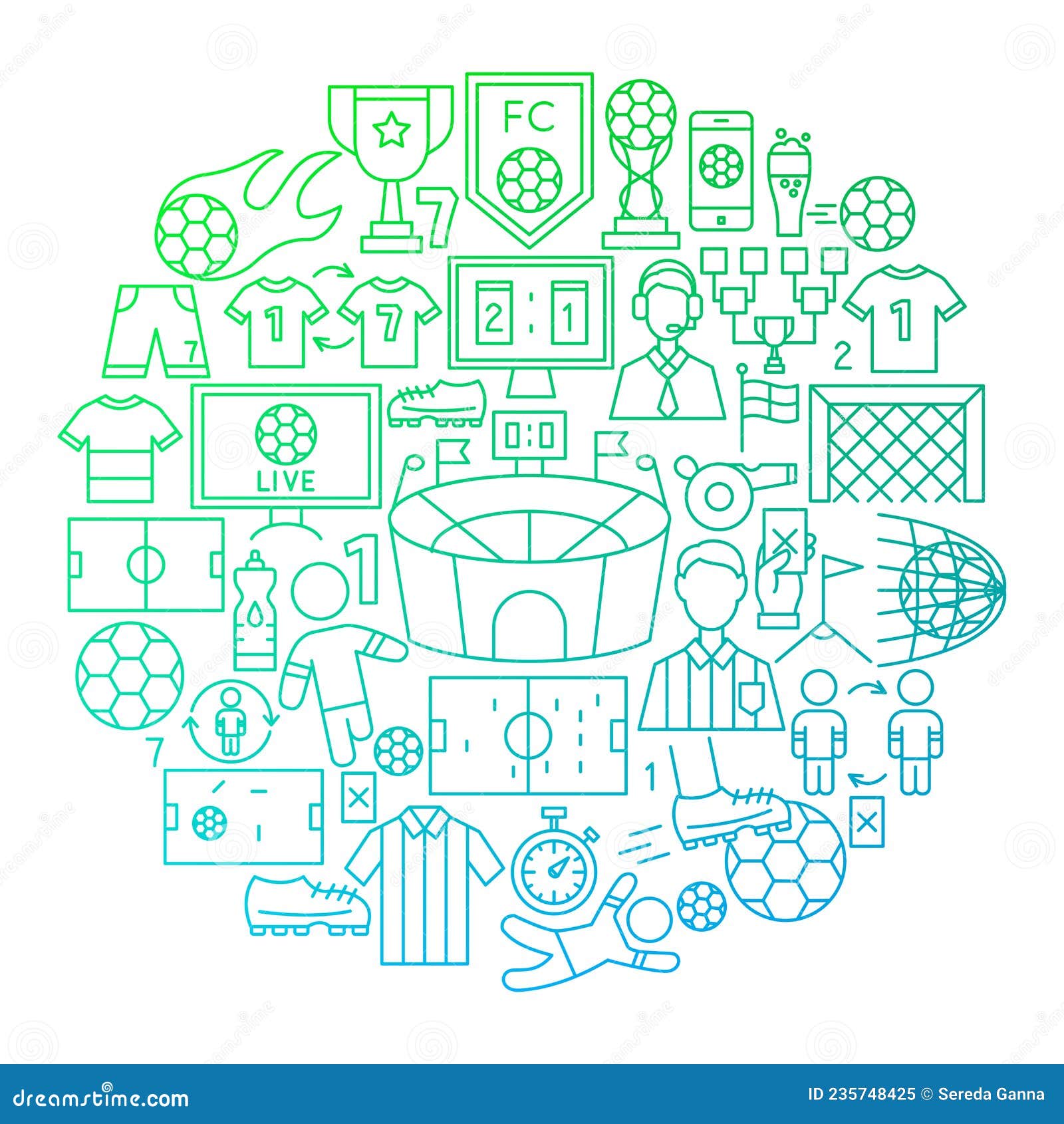 Soccer Line Icon Circle Design Stock Vector - Illustration of ...