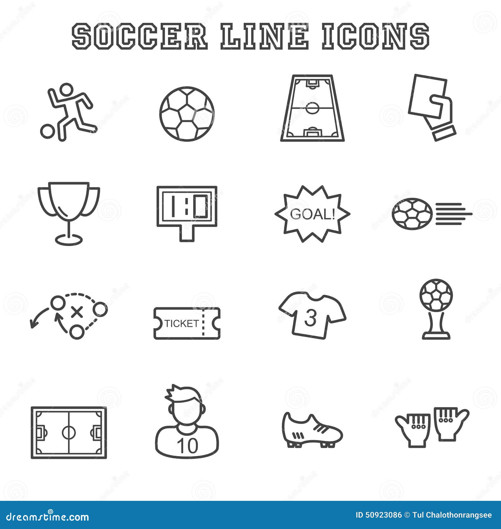 Soccer Line Vector Icons And Signs. Goal, Kick, Striker, Pass, Skiller ...