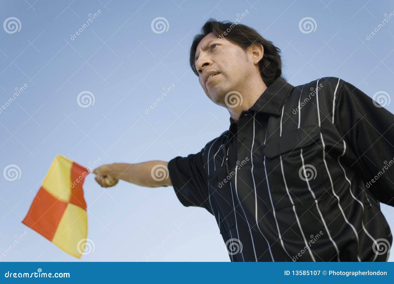 Soccer Linesman Waving Flag Stock Image - Image of sport, referee: 13585107