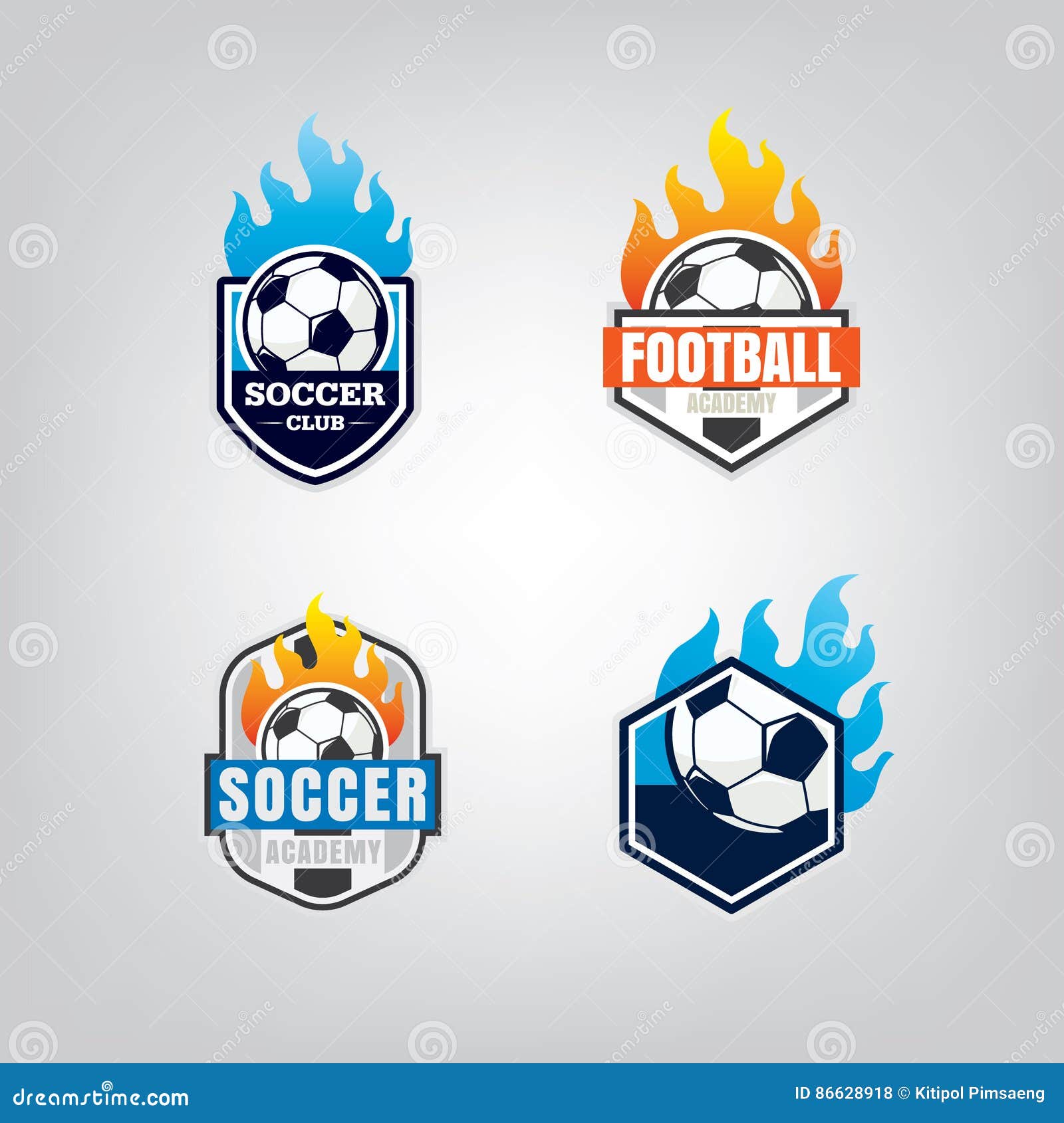 Soccer logo design set. stock vector. Illustration of collection - 86628918