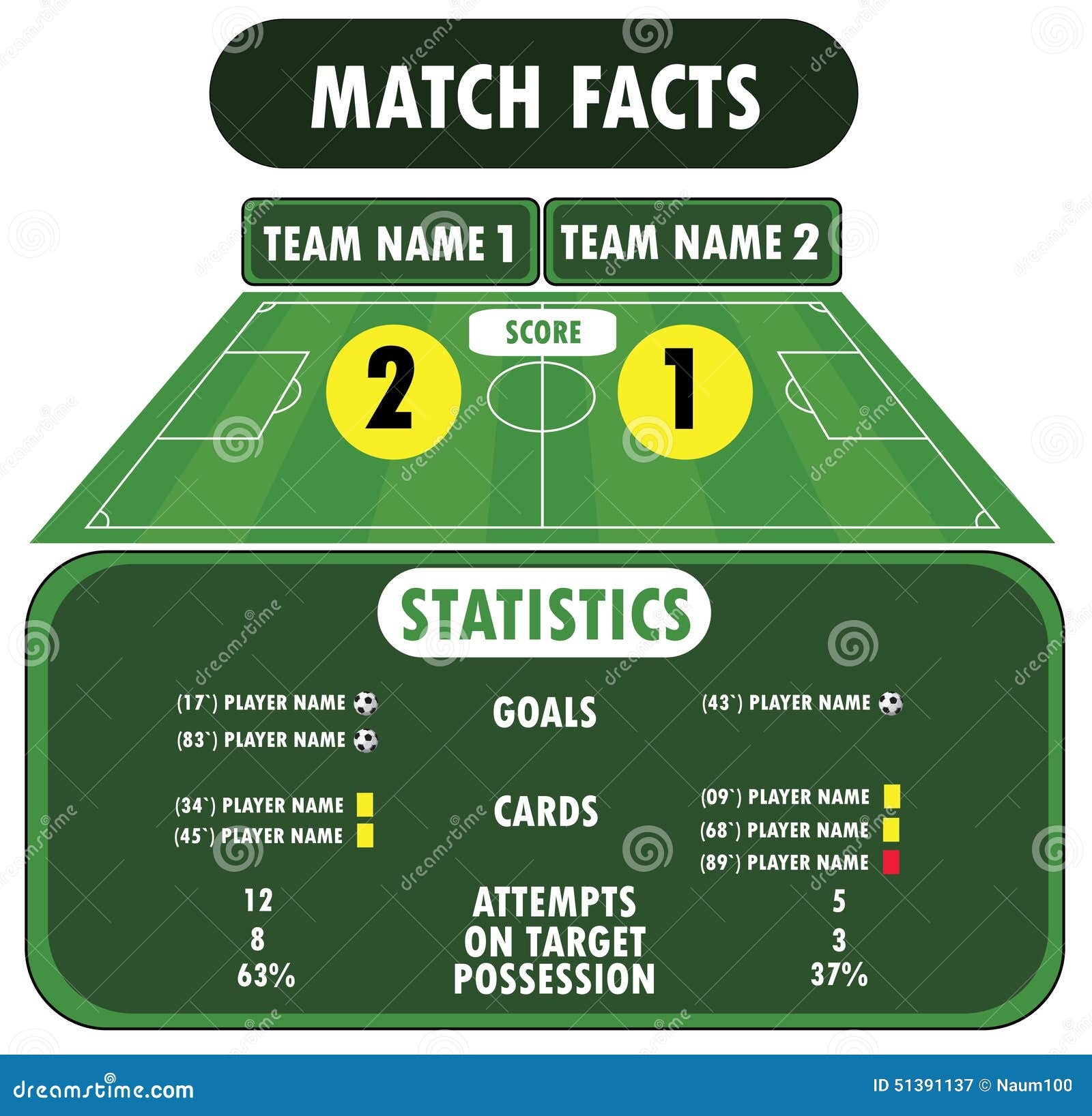 Soccer Match Infographic Elements. Flat Design. Stock Vector ...