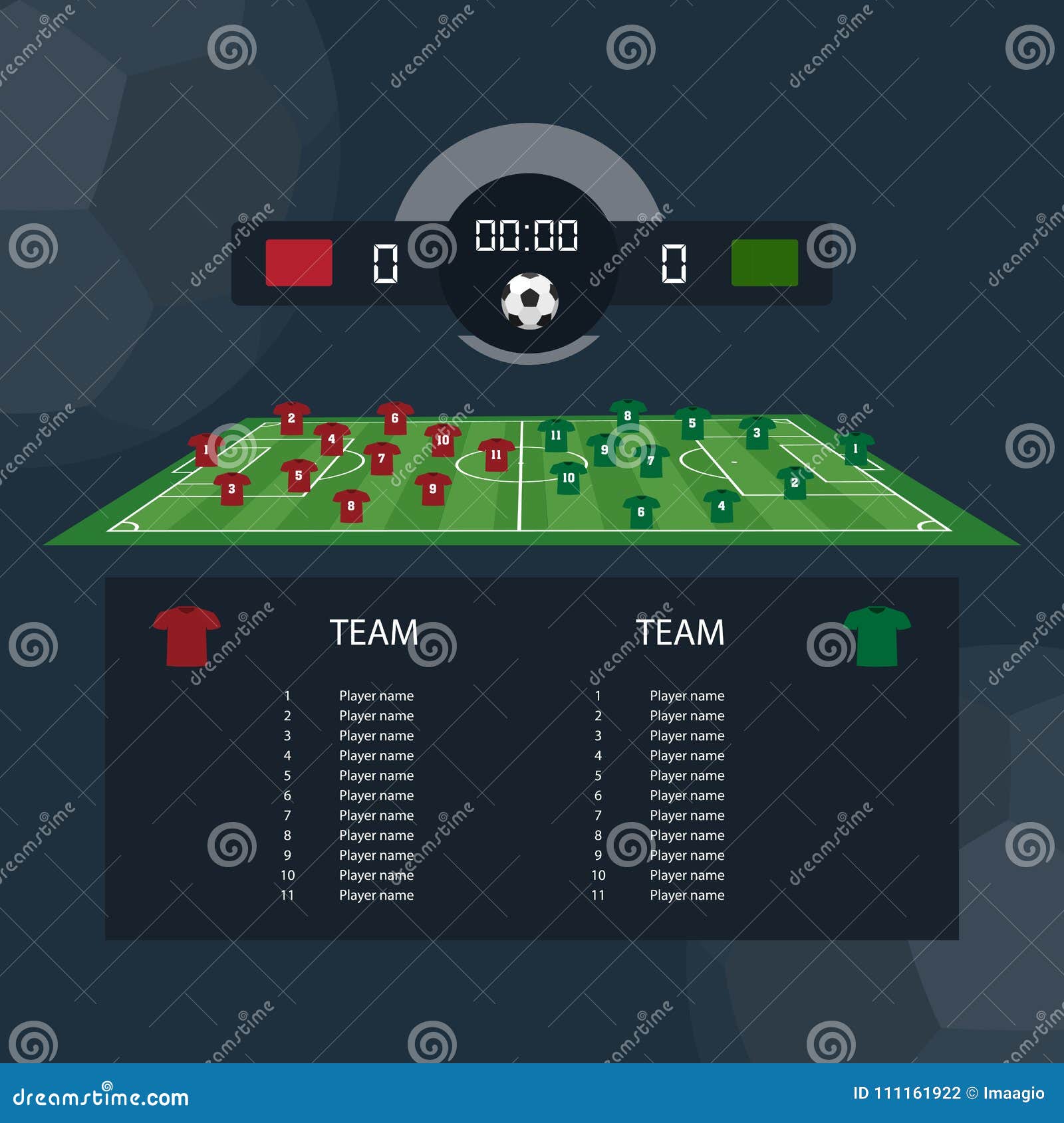 Soccer Match Scoreboard Flat Design between Two Example Teams Stock ...