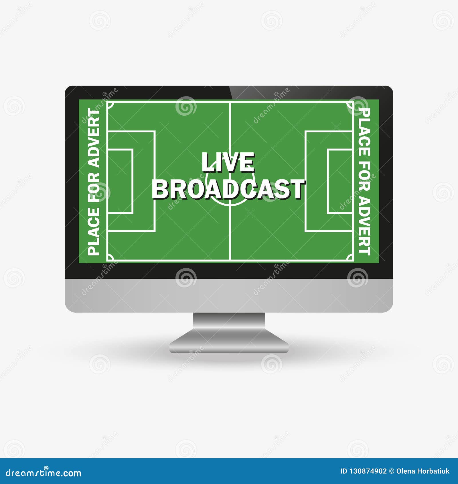 Soccer Match on TV Set. Playing Field on Screen Stock Vector ...