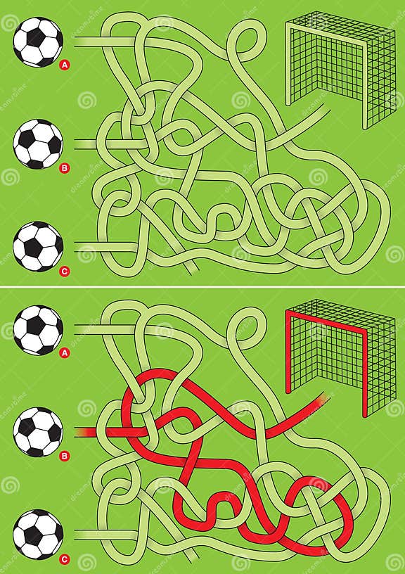 Soccer maze stock vector. Illustration of easy, puzzle - 299852416