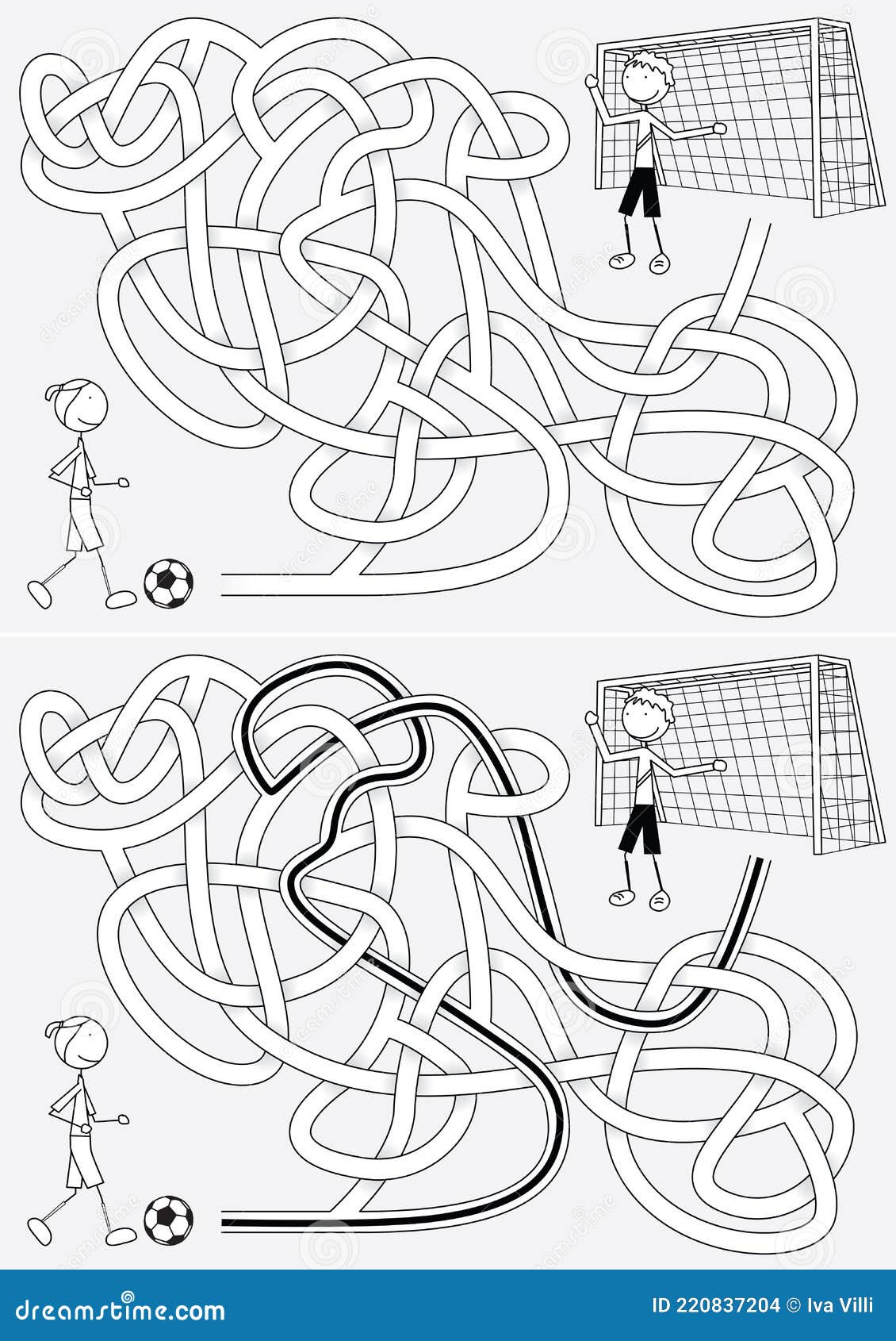 Soccer maze stock vector. Illustration of solution, ball - 220837204