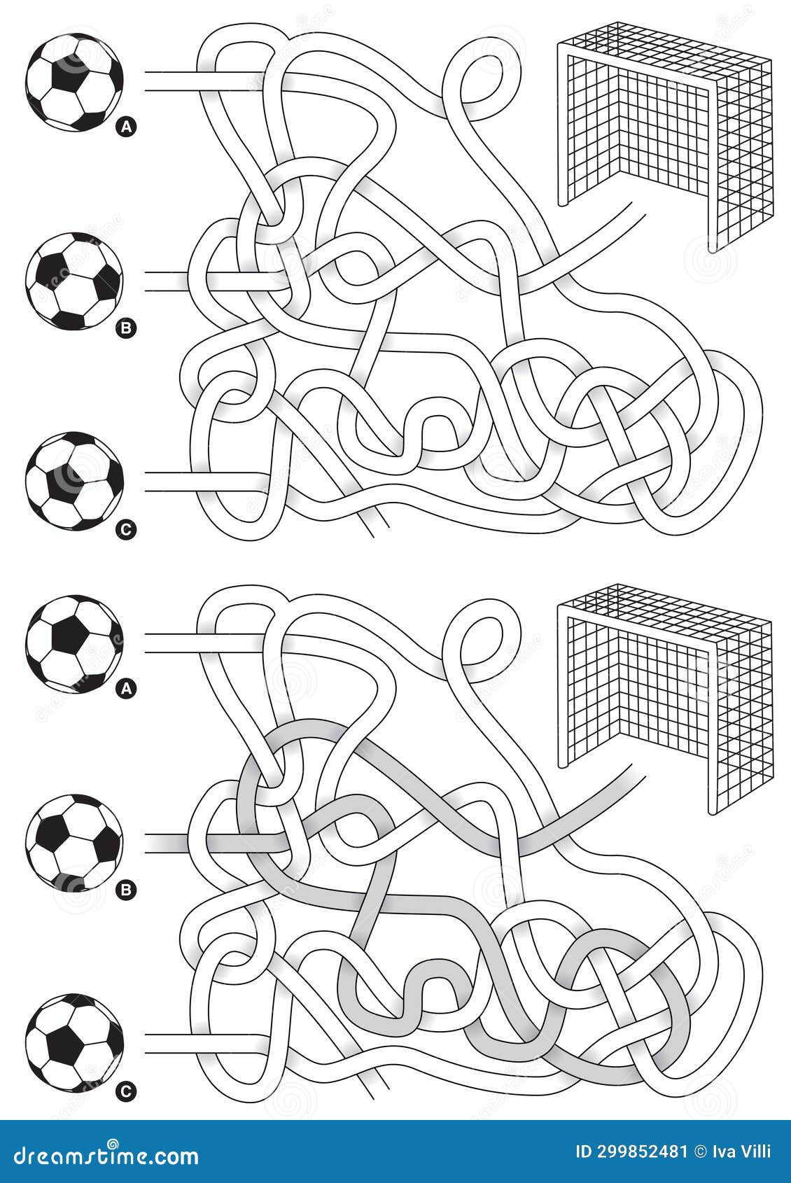 Soccer maze stock illustration. Illustration of cartoon - 299852481