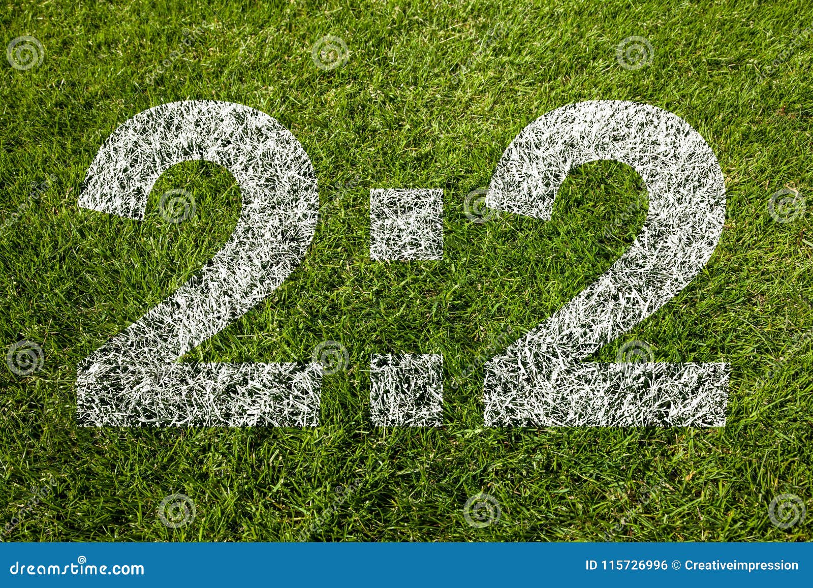 2:2 score stock photo. Image of written, field, sports - 115726996
