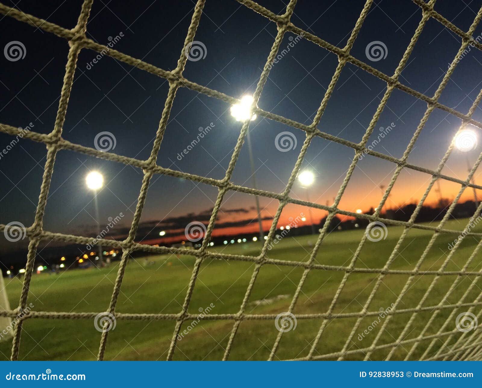 Soccer Net stock image. Image of post, night, soccer - 92838953