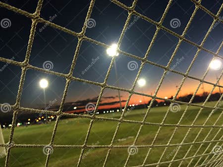 Soccer Net stock image. Image of post, night, soccer - 92838953