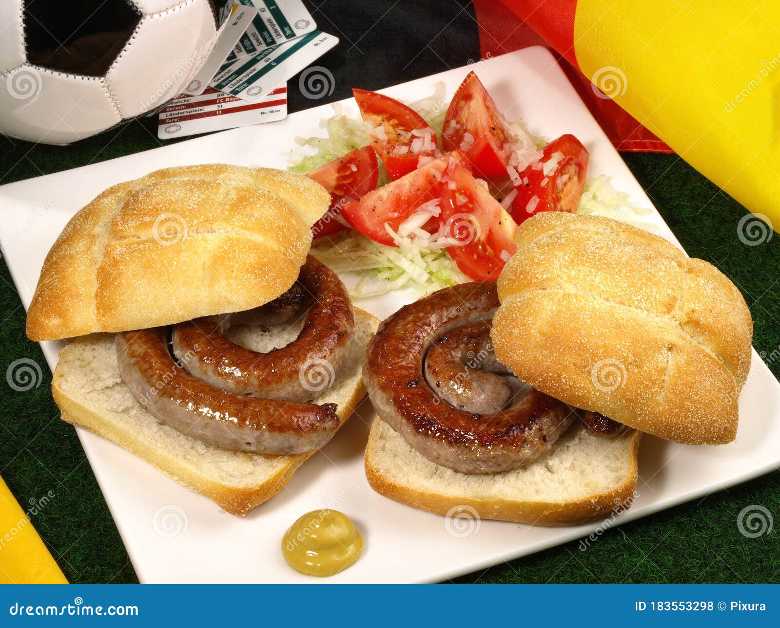 Soccer Party Snacks - Sausages in Buns Stock Photo - Image of closeup ...
