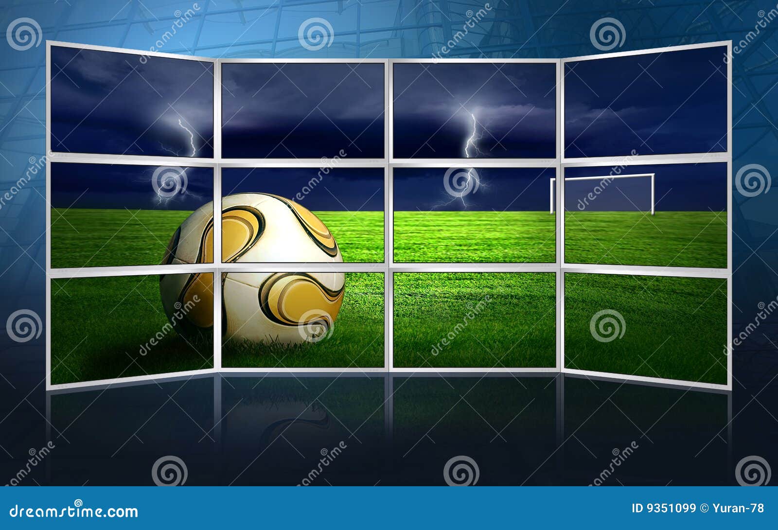 Soccer picture on monitors stock illustration. Illustration of ...