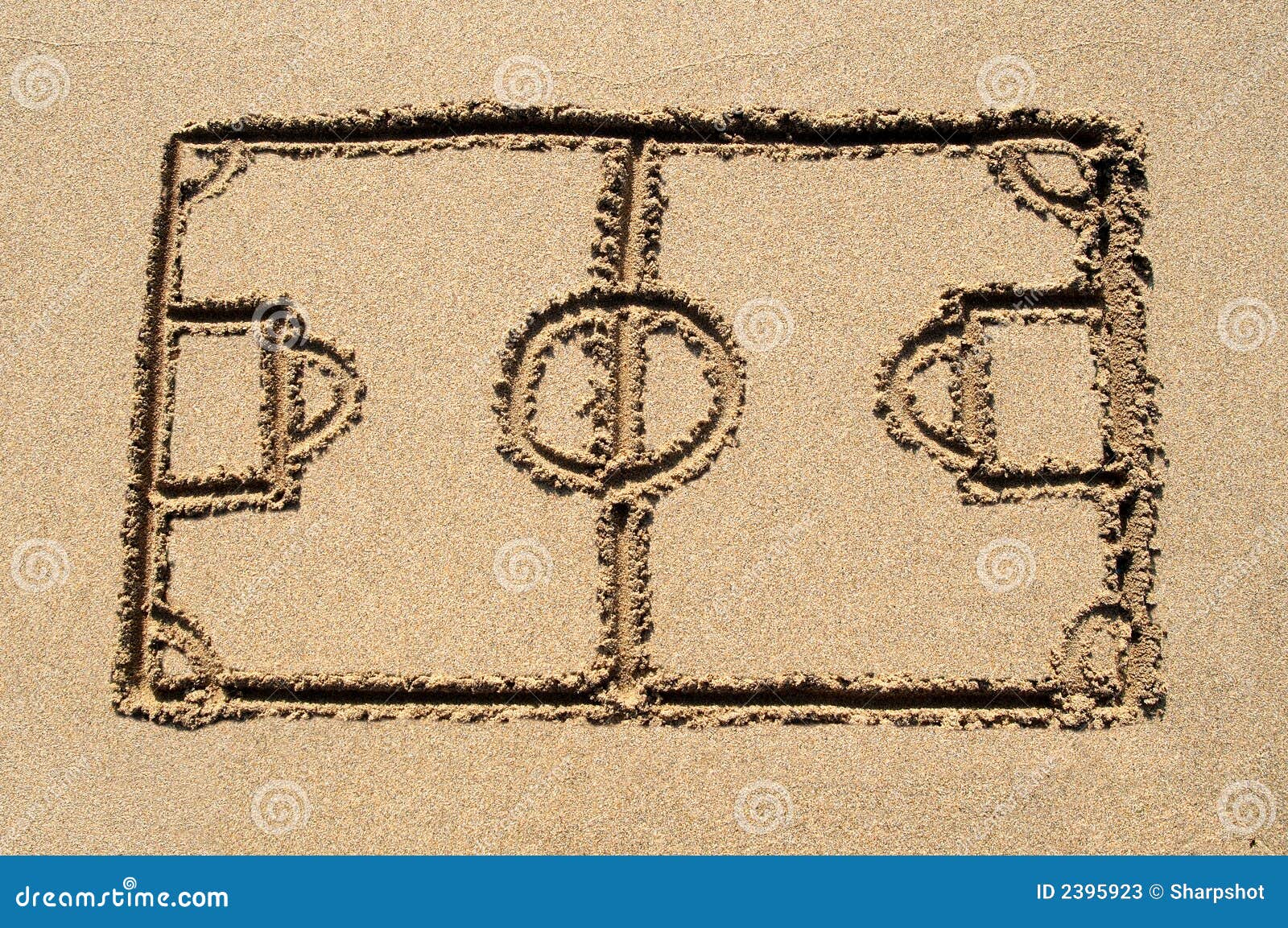 A Soccer Pitch Drawn on Sand. Stock Illustration - Illustration of ...