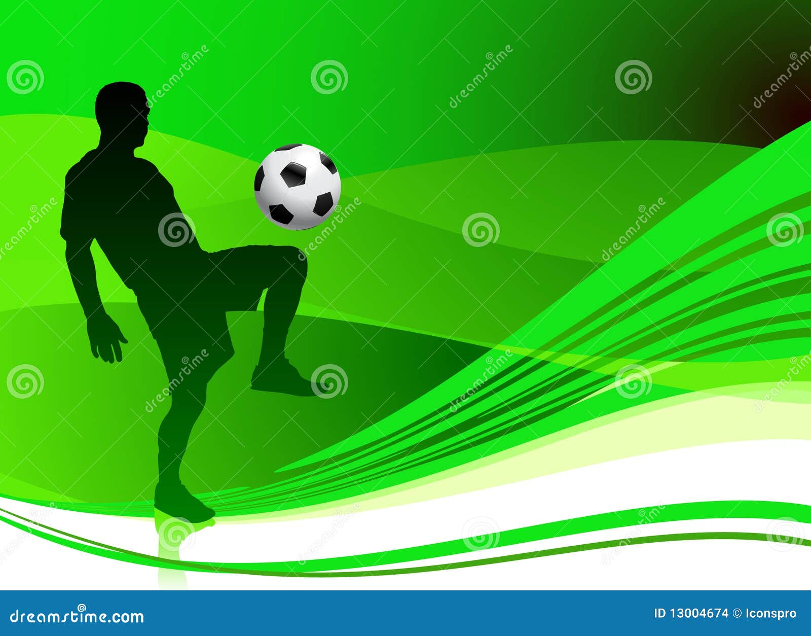 Soccer Player on Abstract Green Background Stock Illustration ...