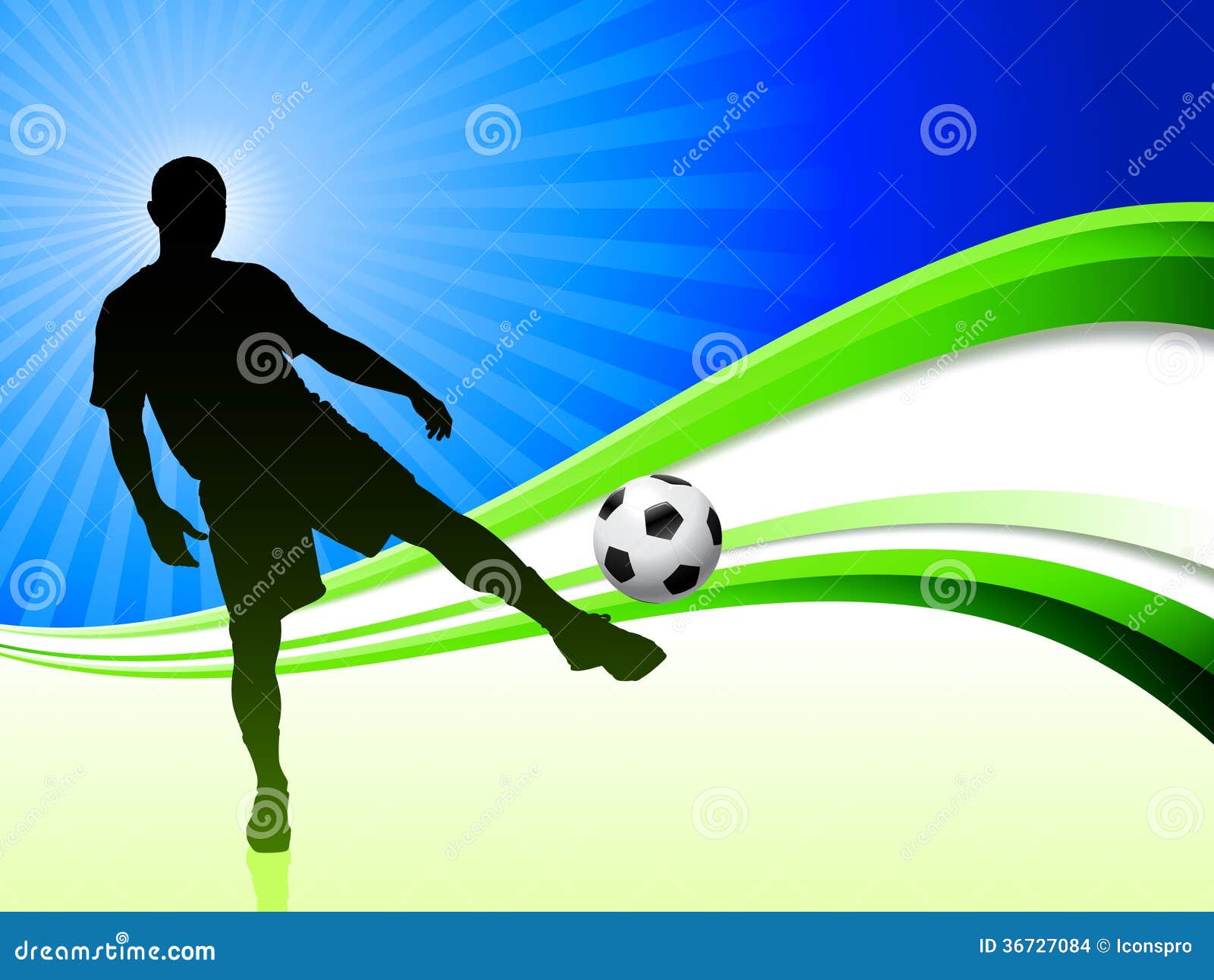 Soccer Player on Abstract Wave Background Stock Illustration ...