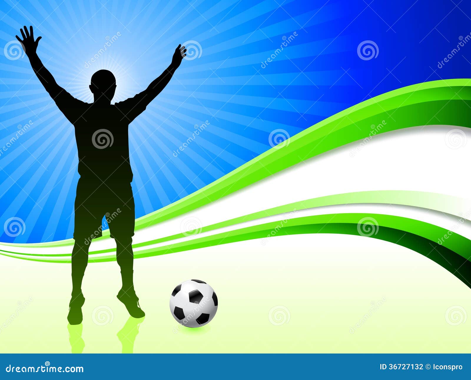 Soccer Player on Abstract Wave Background Stock Illustration ...