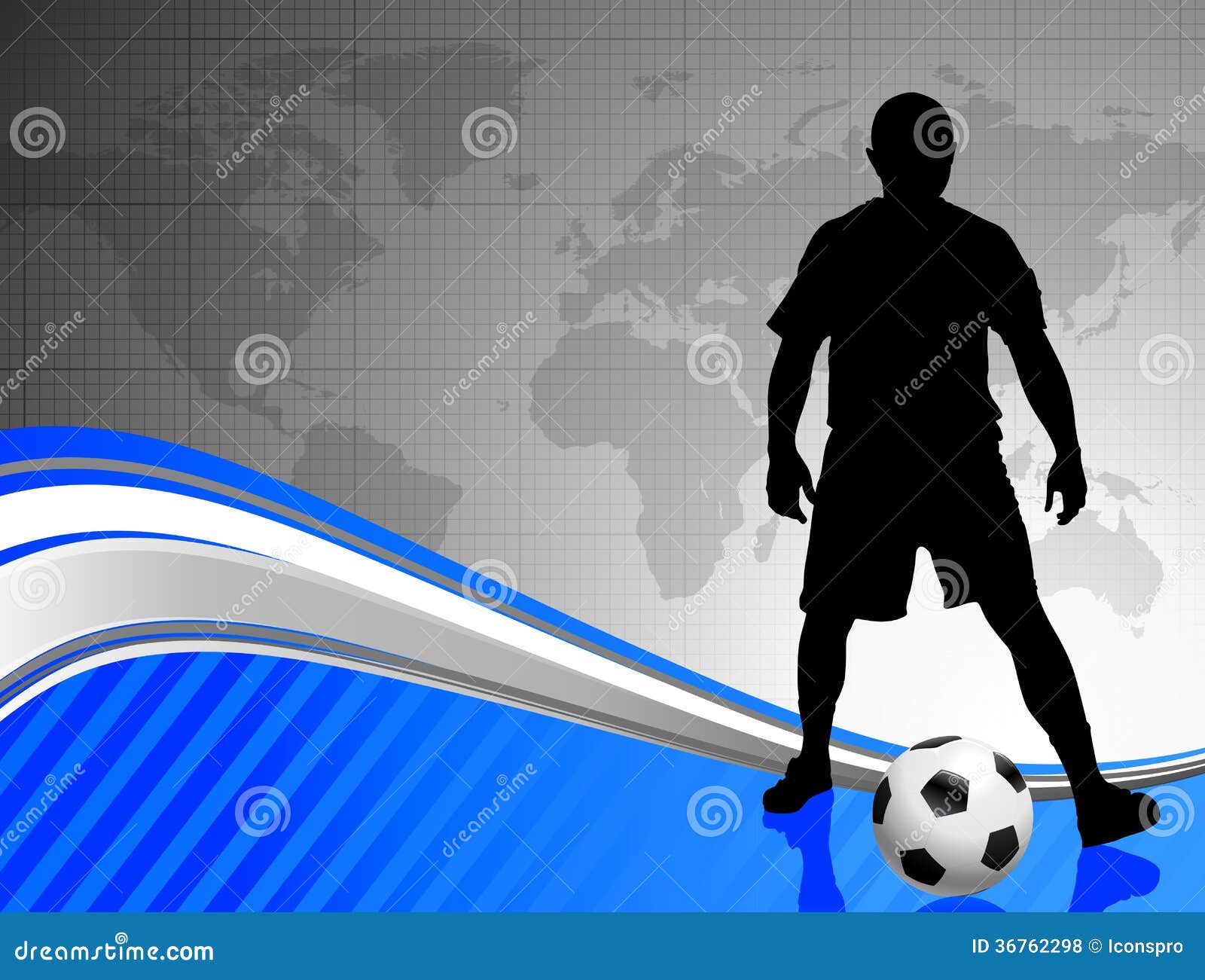 Soccer Player on Abstract World Map Background Stock Illustration ...