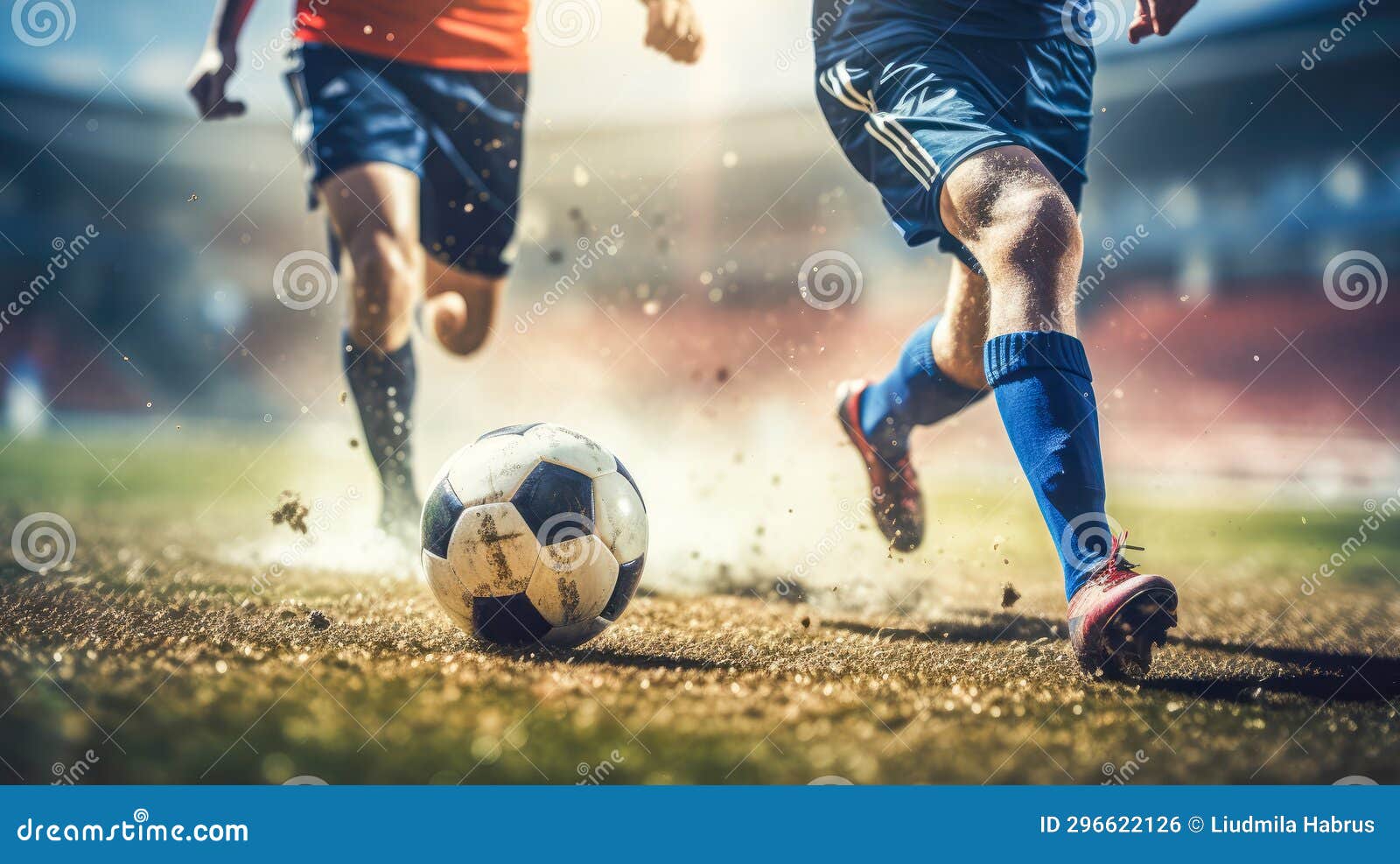 Soccer Player in Action on the Field during the Game. Focus on the Ball ...